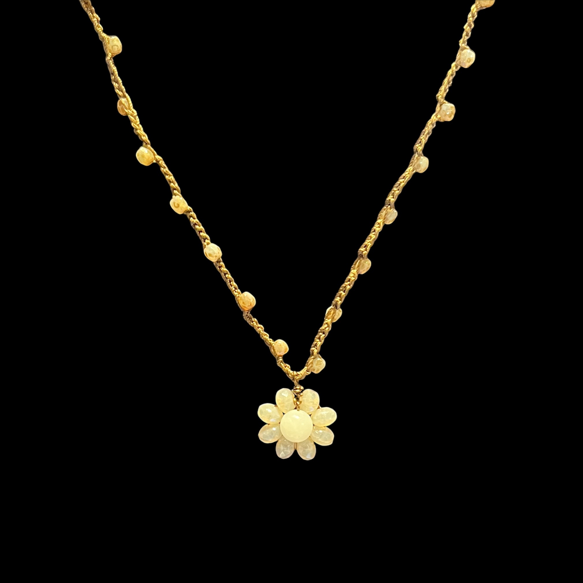 White Flower Rope Necklace | Gypsy Willow